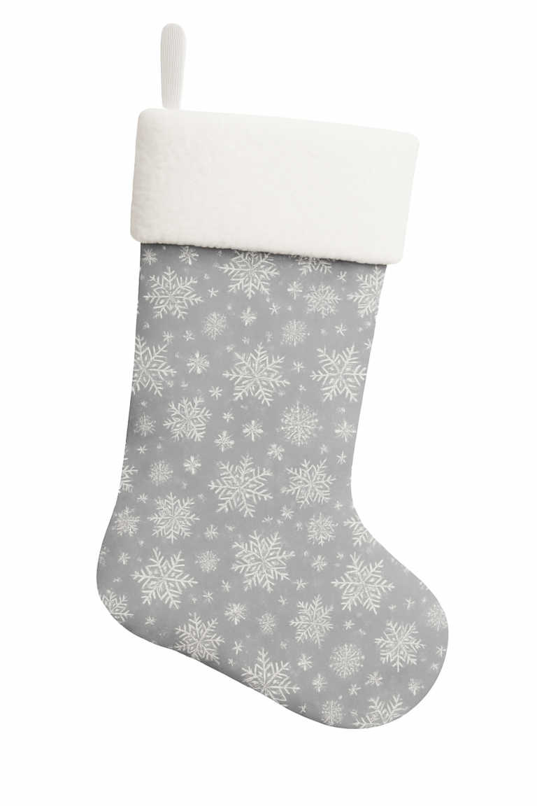 Snowflake Grey Christmas Stocking | Sophie Marie Home